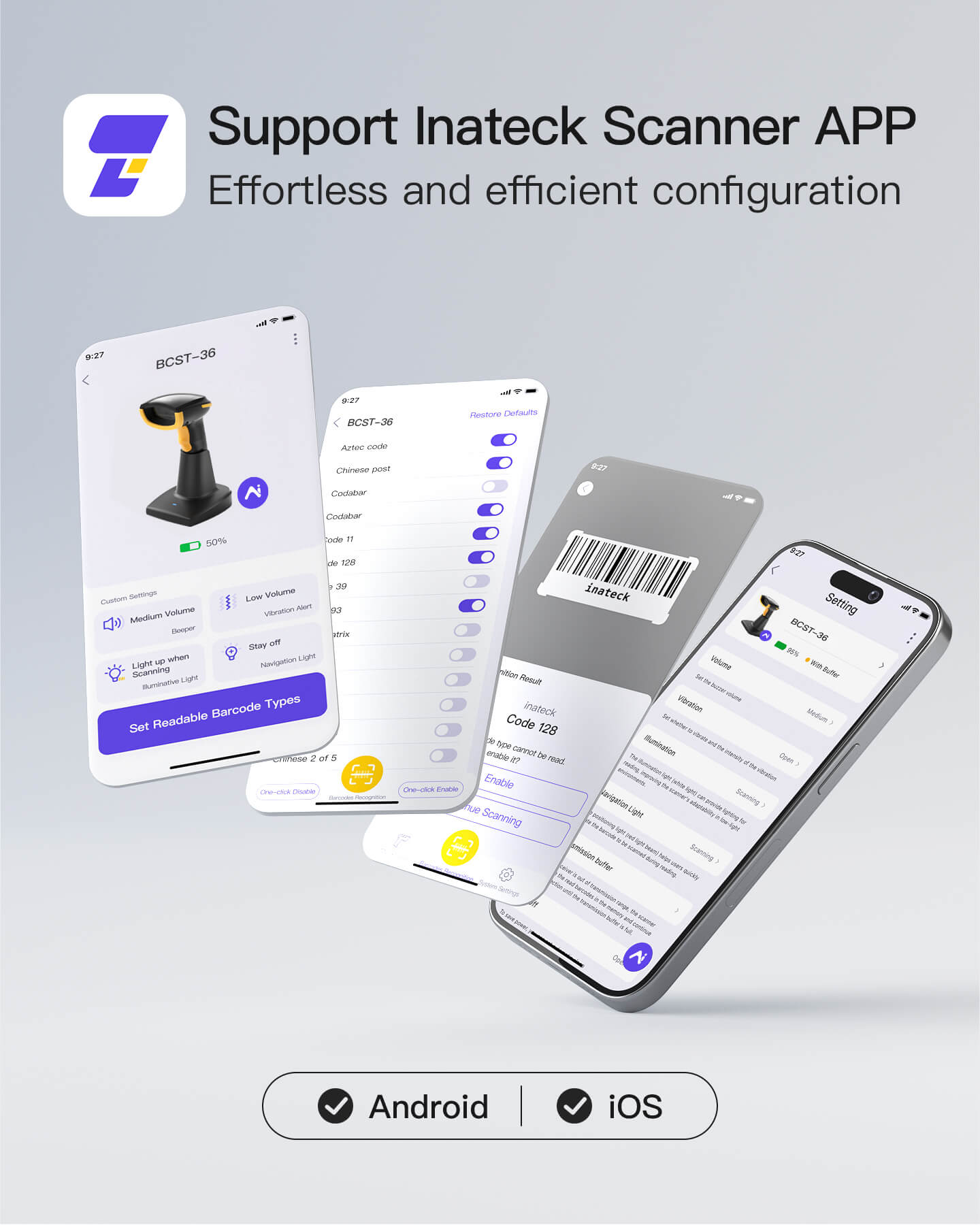 BCST-36 1D/2D Bluetooth Barcode Scanner mit APP/SDK mit Barcode Scanne ...