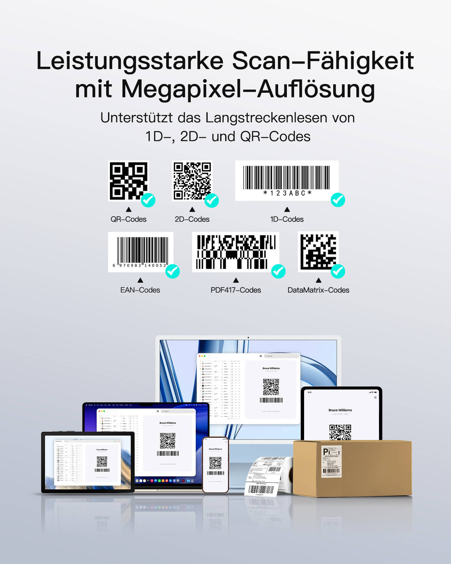 Nano 370 Barcode Scanner Kabellos 2D, Armbanduhr-Stil, QR Code Scanner ...