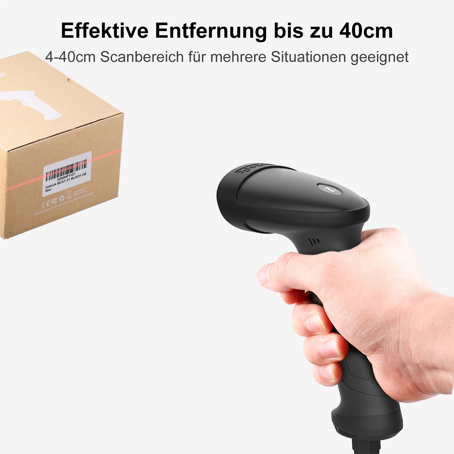 Inateck 1D Barcode Scanner USB mit intelligenten Ständder, BCST-33 ...